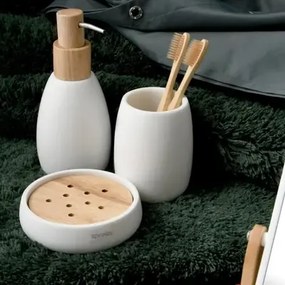 Spirella SVEN dávkovač mýdla bílý / polyresin / dřevo / 260 ml
