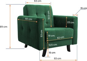 IDZ Sedací souprava: Pohovka LISA, 227 cm + křeslo LISA, Kronos 09 Tmavá modrá