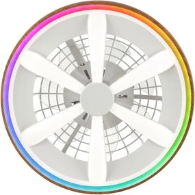 Brilliant G80935/76  Stmívatelné LED svítidlo GAIANO dekor DŘEVO, reverzní VENTILÁTOR LED RGB