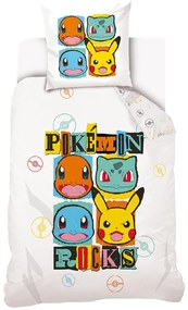 TipTrade Bavlněné povlečení 140x200 + 70x90 cm - Pokémon Rocks