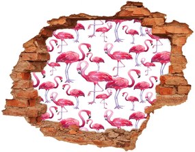 Wallmuralia Díra 3D fototapeta na stěnu nálepka Plameňáci 90x70 cm