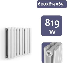 Aquamarin Horizontální radiátor, 819 W, 600 x 614 x 69 mm