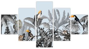 Obraz zvířat v tropickém lese (125x70 cm)