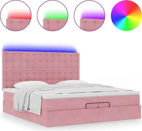 Osmanský rám postele s matrací růžová 200x200cm samet 3314491