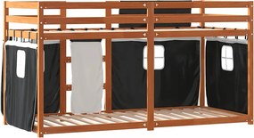 Patrová postel bez matrace hnědo-černá 90x190 cm masivní borovice 3283949