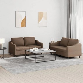 2dílná sedací souprava s poduškami hnědá textil 3201805