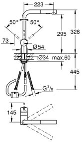 Grohe Minta Dřezová baterie, vytahovací koncovka, kartáčovaný Warm Sunset 30274DL0