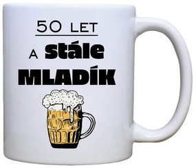 Super plecháček Keramický hrnek s potiskem 50 let a stále mladík Objem a motiv: 320 ml srdce uvnitř