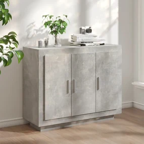 Příborník Betonově Šedý 92 X 35 X 75 Cm Kompozitní Dřevo - Kouřový dub