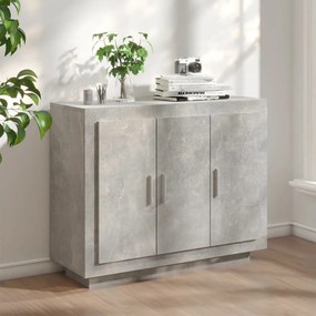Příborník Betonově Šedý 92 X 35 X 75 Cm Kompozitní Dřevo - Kouřový dub