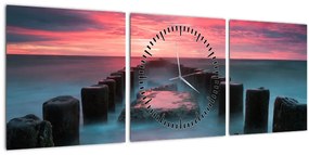 Obraz - Skály v moři (s hodinami) (90x30 cm)