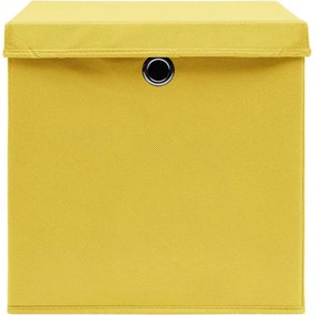 Úložné boxy s víky 4 ks 28 x 28 x 28 cm žluté 325224