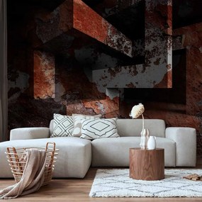 Fototapeta Oranžový labyrint - průmyslová abstrakce s texturou kovu