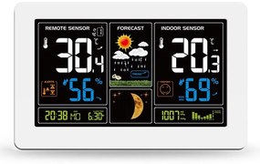SOLIGHT Meteostanice, extra velký barevný LCD, teplota, vlhkost, tlak, RCC, USB nabíjení, TE81W