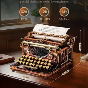 ROBOTIME Rokr 3D dřevěné puzzle Mechanický psací stroj (verze Magic) /