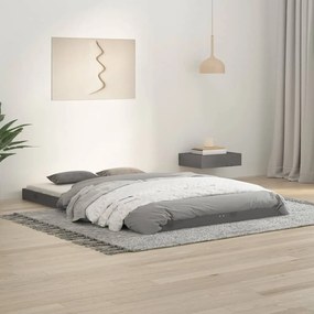 Rám postele šedý 120 x 190 cm masivní borovice Small Double - Default Title