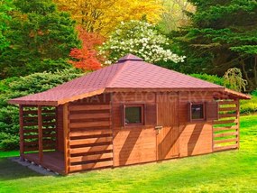 Domek na nářadí N3 4x4m + 2x přístřešek (2x1,4x4m)