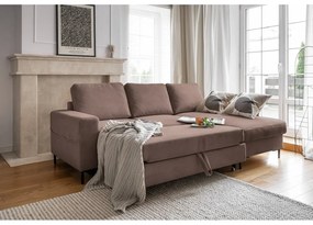 Hnědá manšestrová rozkládací rohová pohovka (pravý roh) Lofty Lilly – Miuform