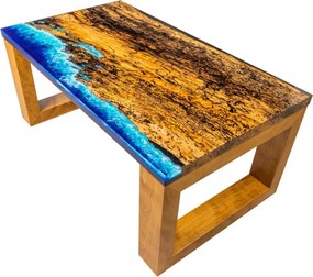 Konferenční stolek - 91 x 51 cm - špaltovaný buk / epoxidová pryskyřice