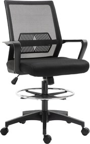 Vinsetto Ergonomická kancelářská židle s nastavitelým opěrným kruhem, bederní oporou, výškově nastavitelná otočná židle s síťovinou, návrhářská židle