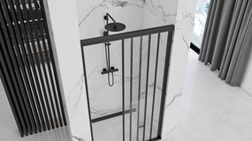 Posuvné sprchové dveře REA ALEX 90 cm pro instalaci do niky, černé/transparent - bez vaničky