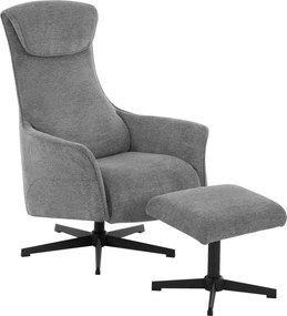 XXXLutz RELAXAČNÍ KŘESLO S TABURETEM, textil, šedá Welnova - Křesla klasická - 002694007101