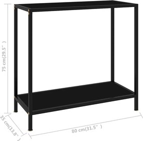 Konzolový stolek černý 80 x 35 x 75 cm tvrzené sklo 322832