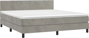 Box spring postel s matrací světle šedá 180x200 cm samet 3141197