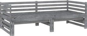 Výsuvná denní postel 2 × (90x200 cm) šedá masivní borové dřevo 3083671
