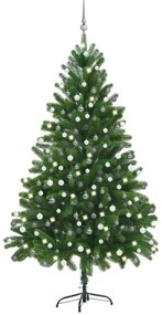 Umělý vánoční stromek s LED a sadou koulí 210 cm zelený,  3077728 HangarStore.cz