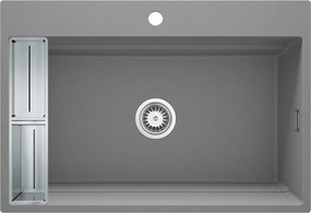 Deante Magnetic, 1-komorový granitový dřez 760x520x220mm, šedá metalíza, DEA-ZRM_S10B