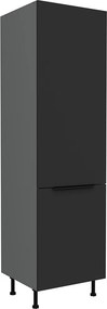 ARIA ab | vysoká skříňka 60 LO-215 2F na vestavnou lednici | 60 cm | ANTI FINGERPRINT povrch | antracit/černá