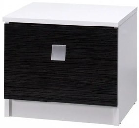 MARIDEX Noční stolek - LUX STRIPES, matná bílá/černá pruhovaná
