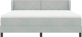 Postel s boxspringem s čelo Světle šedá 180 x 200 cm samet 3340454