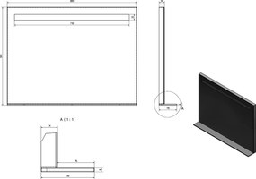 Sapho Sapho, BRETO LED podsvícené zrcadlo, skleněná police, 800x608mm, BT080