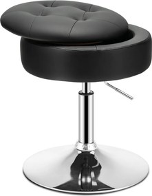 Costway Stolička na make-up s úložným prostorem otočná o 360° z umělé kůže černé