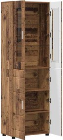 Vysoký bufet FLORIN 60 x 35 x 182 cm Staré dřevo 3397922
