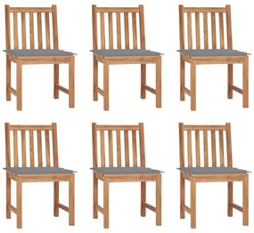 Zahradní židle 6 ks s poduškami masivní teak 3073116