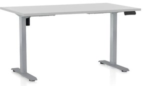 Výškově nastavitelný stůl OfficeTech B, 120 x 80 cm, šedá podnož, světle šedá
