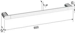 Sapho Sapho, FLORI držák ručníků 600x70mm, černá mat, RF009/15