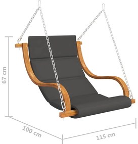 vidaXL Marketos Závěsné křeslo bez rámu s poduškou masivní ohýbané dřevo