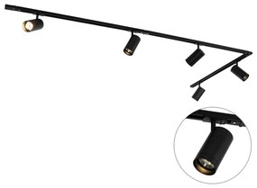 Moderní černý kolejnicový systém s 5 reflektory AR70 1-fázový - Jeana Luxe