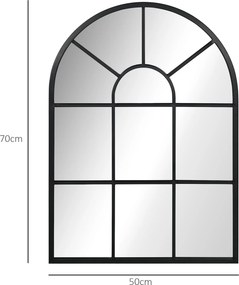 HOMCOM nástěnné zrcadlo okenní zrcadlo 70 x 50 cm dekorativní s kovovým rámem, závěsné zrcadlo do obývacího pokoje ložnice v černé barvě | Aosom.de