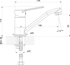 Aqualine Sintra umyvadlová baterie stojánková s otočnou hubicí bez výpusti chrom SX001