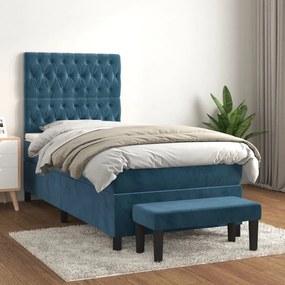 Box spring postel s matrací tmavě modrá 80 x 200 cm samet 3137993