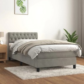 Box spring postel s matrací světle šedá 90x200 cm samet