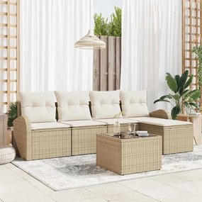 Set pohovek 6 ks Béžová a bílá polyratan 3354680