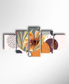 Malvis ® Obraz Akvarelové květiny a tvary ROZMĚR (šířka x výška): pětidílné schody obdélník 200x100 cm