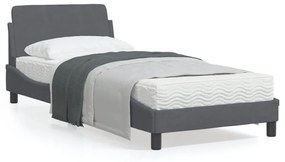 vidaXL Rám postele s čelem tmavě šedý 90x200 cm samet