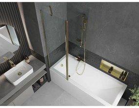 Mexen Flip, vanová zástěna 1-křídlová 120 x 150 cm, otočné křídlo, 6 mm čiré sklo, zlatý profil, 894-120-101-50-00